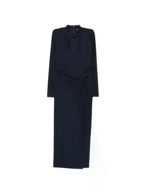 Giorgio Armani Twist-detail Keyhole-neck Midi Dress - Blue