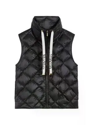 Max Mara Diamond-patterned Water-repellent Canvas Padded Gilet - Black