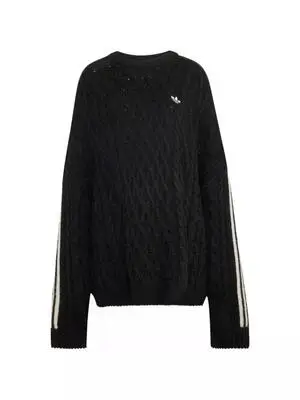 Adidas Cable-knit Side-stripe Sweater - Black