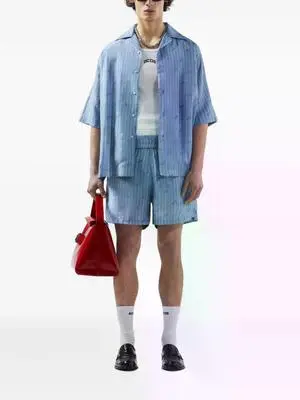 Gcds Pinstripe Logo-print Shorts