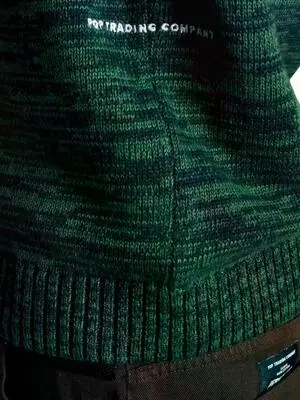 POP TRADING COMPANY Melange-knit Logo-embroidered Sweater