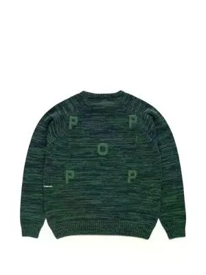 POP TRADING COMPANY Melange-knit Logo-embroidered Sweater