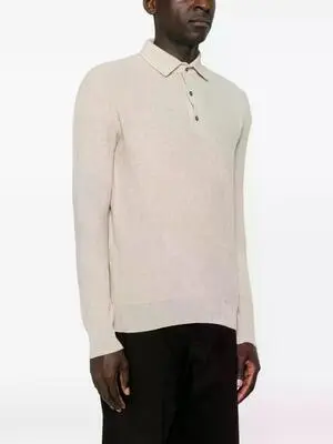 LARDINI Ribbed-knit Polo Sweater