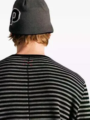 POP TRADING COMPANY Striped Waffle-knit T-shirt