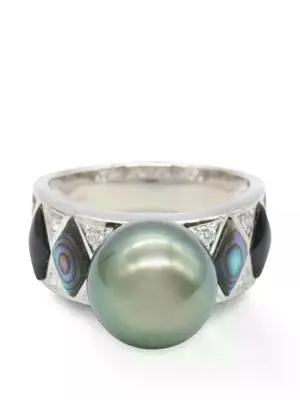 TASAKI 2010s Pearl Diamond Ring - Silver