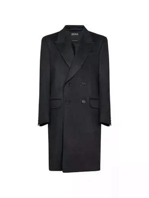 Zegna Double-breasted Peak-lapel Coat - Black
