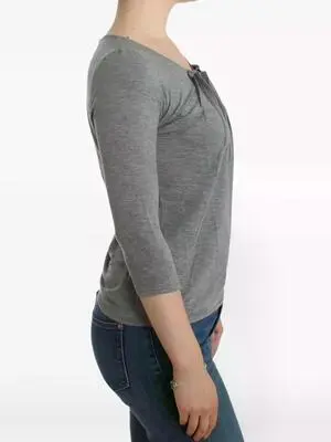 Roberto Cavalli Pleated-neckline Three-quarter-sleeve T-shirt