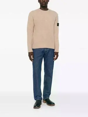 Stone Island Compass-patch Waffle-knit Sweater - Neutrals