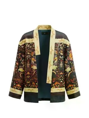HUI MILANO Graphic-print Silk Cardigan - Brown