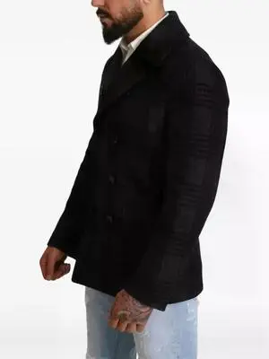 Dolce & Gabbana Check Double-breasted Pea Jacket - Black