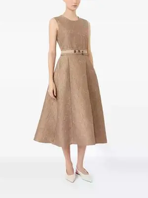Max Mara Stmskipper Floral-jacquard Belted Midi Dress