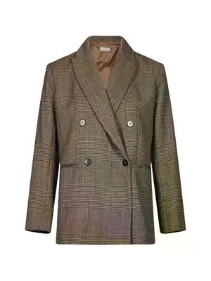 Antonelli Firenze Double-breasted Prince Of Wales Check Blazer - Brown