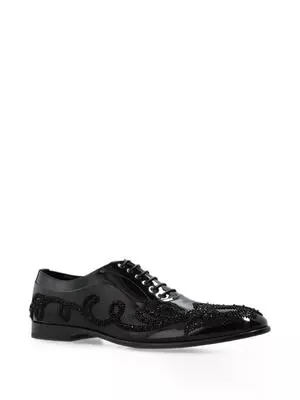 Dolce & Gabbana Bead-embellished Patent-leather Oxford Shoes
