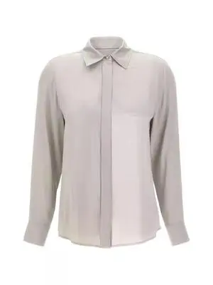 Max Mara Silk-satin Shirt - Grey
