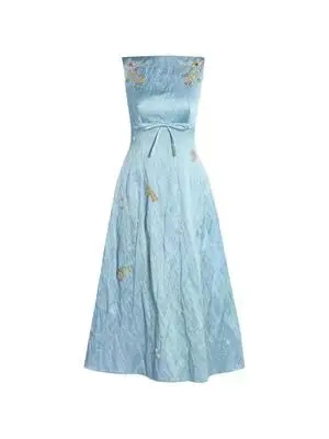 Erdem Embroidered Textured Dress - Blue