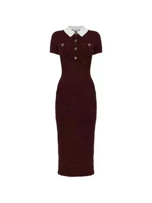 SELF-PORTRAIT Sequin-embellished Bouclé-knit Midi Dress - Red