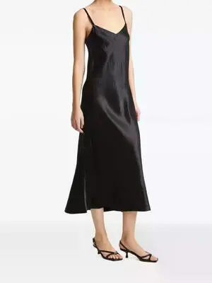 Vince V-neck Satin Midi Dress