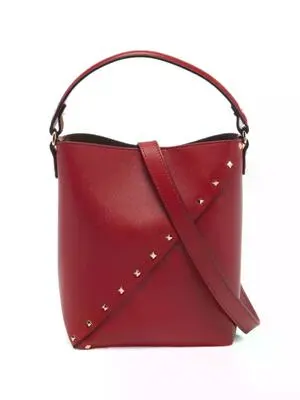 Valentino Garavani Rockstud Wispy Leather Bucket Bag - Red