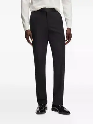 BOSS Satin-trim Virgin-wool Trousers