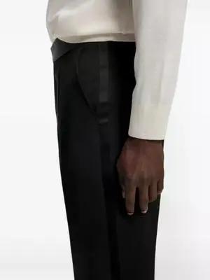 BOSS Satin-trim Virgin-wool Trousers