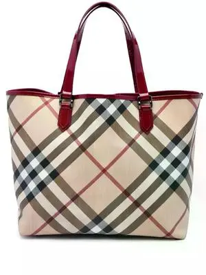 Burberry 2000-2017 Supernova Check Coated Canvas Tote Bag - Neutrals
