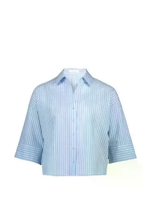 BETTY & CO Vertical-stripe Short-sleeved Shirt - Blue