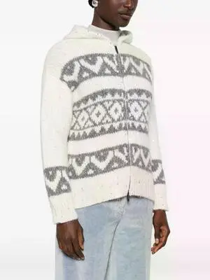 Peserico Fair Isle-knit Zip-up Hoodie