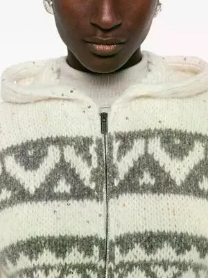 Peserico Fair Isle-knit Zip-up Hoodie