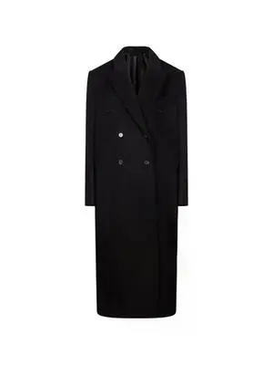 Loulou De Saison Rosco Lds Double-breasted Peak-lapels Coat - Black