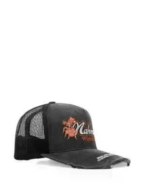 NAHMIAS Wipeout Embroidered Distressed Trucker Hat