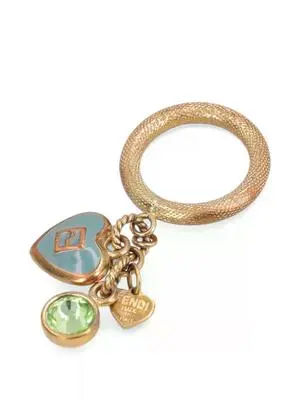 Fendi Ff Logo Heart Charm Ring