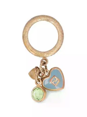 Fendi Ff Logo Heart Charm Ring - Gold