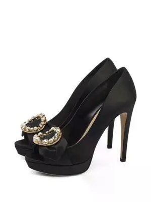 Miu Miu Embellished Platform Pumps - Black