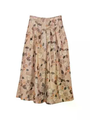SIYU Dalia Floral-jacquard Pleated Maxi Skirt - Neutrals