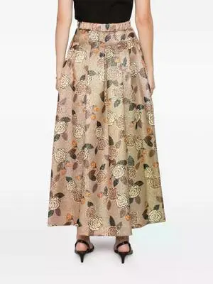 SIYU Dalia Floral-jacquard Pleated Maxi Skirt