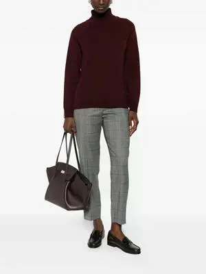 Peserico Prince Of Wales Check Elasticated-waist Tapered Trousers - Grey
