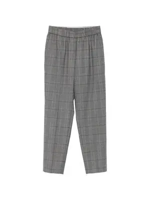 Peserico Prince Of Wales Check Elasticated-waist Tapered Trousers - Grey
