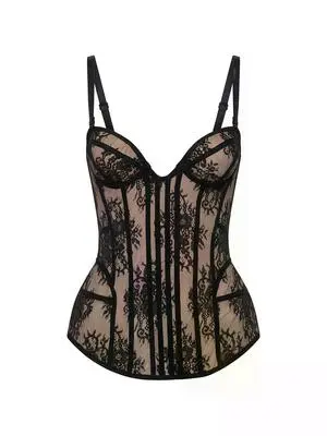 Giuseppe Di Morabito Lace-overlay Corset Top - Neutrals