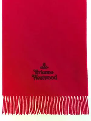 VIVIENNE WESTWOOD Orb Embroidered Fringed Scarf