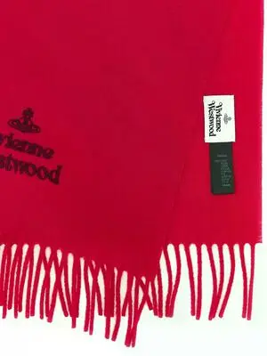 VIVIENNE WESTWOOD Orb Embroidered Fringed Scarf