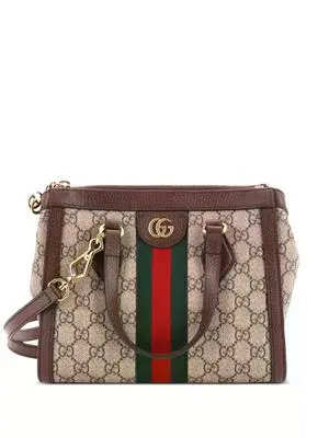 Gucci Ophidia Top Handle Gg Coated Canvas Small Tote Bag - Brown