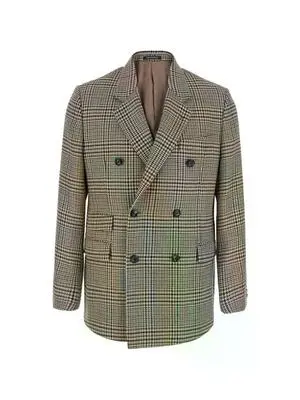 Emporio Armani Prince Of Wales Check Double-breasted Blazer - Neutrals