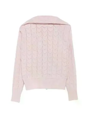ALAINPAUL Pointelle-knit Tie-fastening Cardigan - Pink