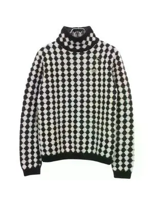 Saint Laurent 2010s Houndstooth Brooch Sweater - Black