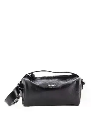 Prada Convertible Top Zip Nappa Leather Small Shoulder Bag - Black