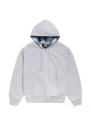 StÜssy Plaid-lined Zip-up Hoodie - Grey