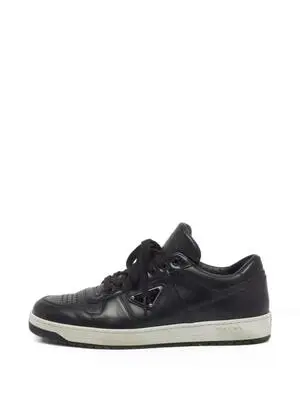 Prada Lace-up Leather Sneakers - Black