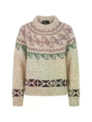 Moncler Fair Isle Knit Wool Sweater - Neutrals
