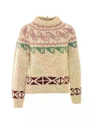 Moncler Geometric-jacquard Sweater - Neutrals