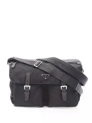 Prada Vela Saffiano-leather Messenger Bag - Black